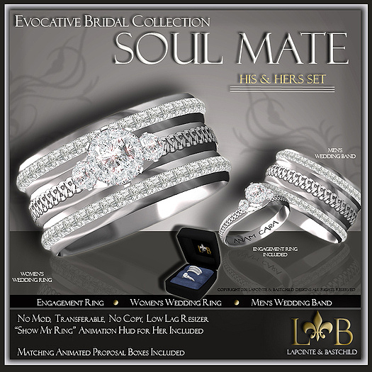Second Life Marketplace - Wedding Ring Set - Platinum - Soul Mate - Wedding Ring Band, Wedding ...